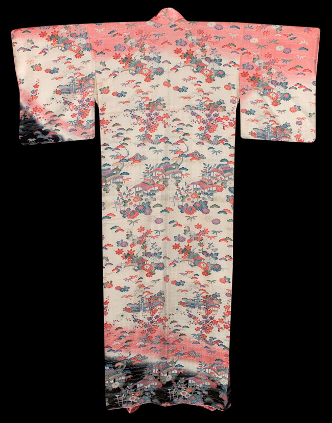 Kimoyes item: 9192 - Gorgeous furisode silk kimono with long gracious ...