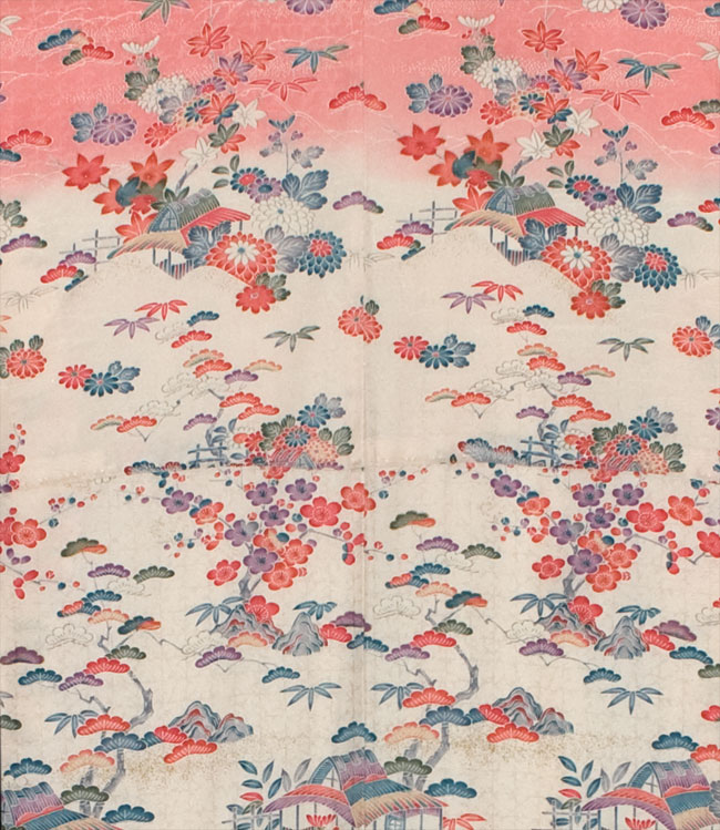 Kimoyes item: 9192 - Gorgeous furisode silk kimono with long gracious ...