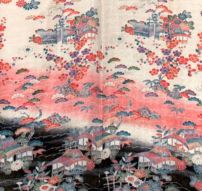 Kimoyes item: 9192 - Gorgeous furisode silk kimono with long gracious ...